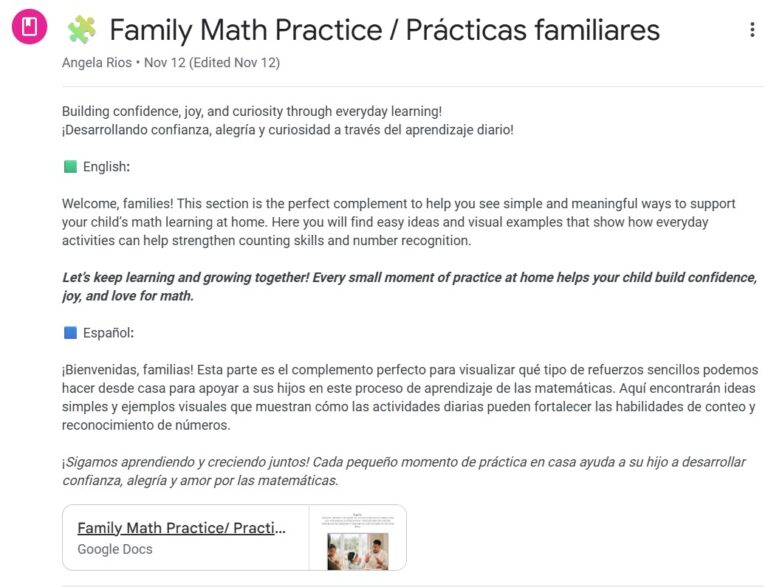 Implementation Overview – Together We Grow: Family Math Connections in ...